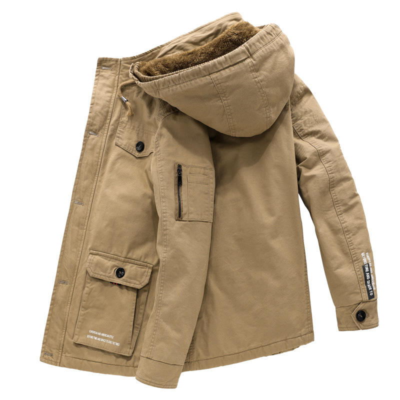 Fleece wash jacket can be detachable cap long trench coat - Krokodil ...