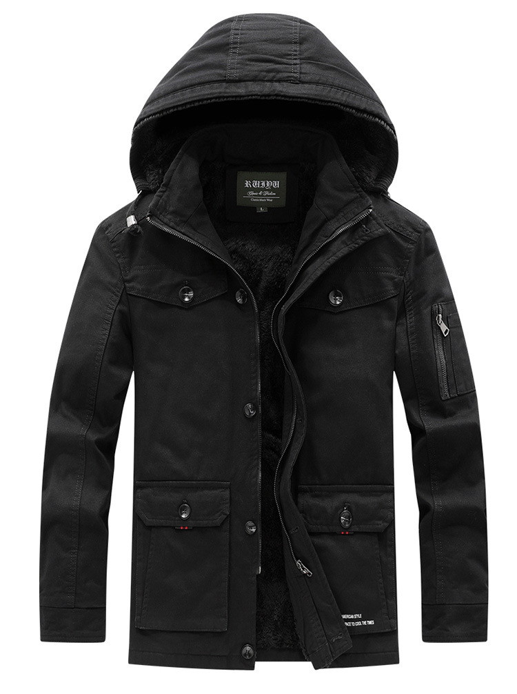 Fleece wash jacket can be detachable cap long trench coat - Krokodil ...