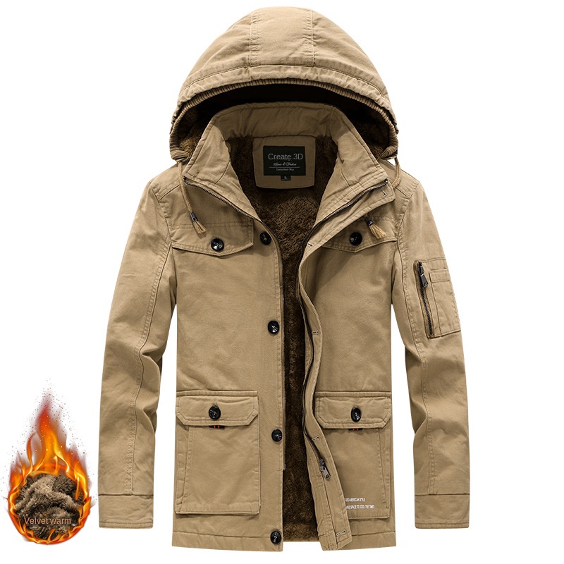 Fleece wash jacket can be detachable cap long trench coat - Krokodil ...
