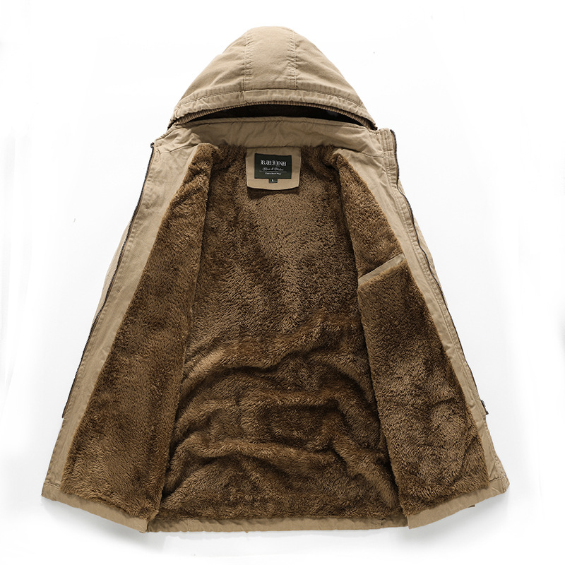 Fleece wash jacket can be detachable cap long trench coat - Krokodil ...
