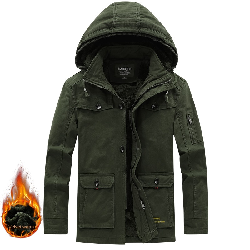 Fleece wash jacket can be detachable cap long trench coat - Krokodil ...
