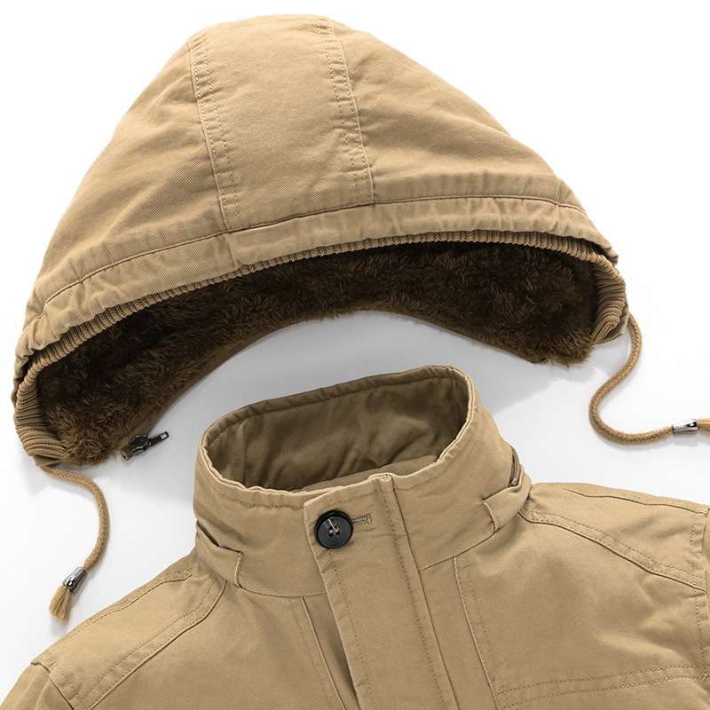 Fleece wash jacket can be detachable cap long trench coat - Krokodil ...