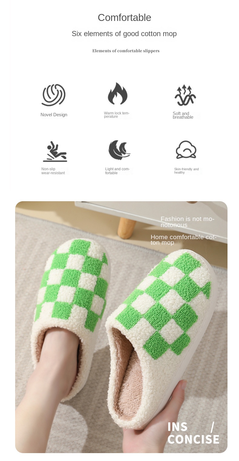 Cotton checkerboard slippers - Krokodil Goodsagent